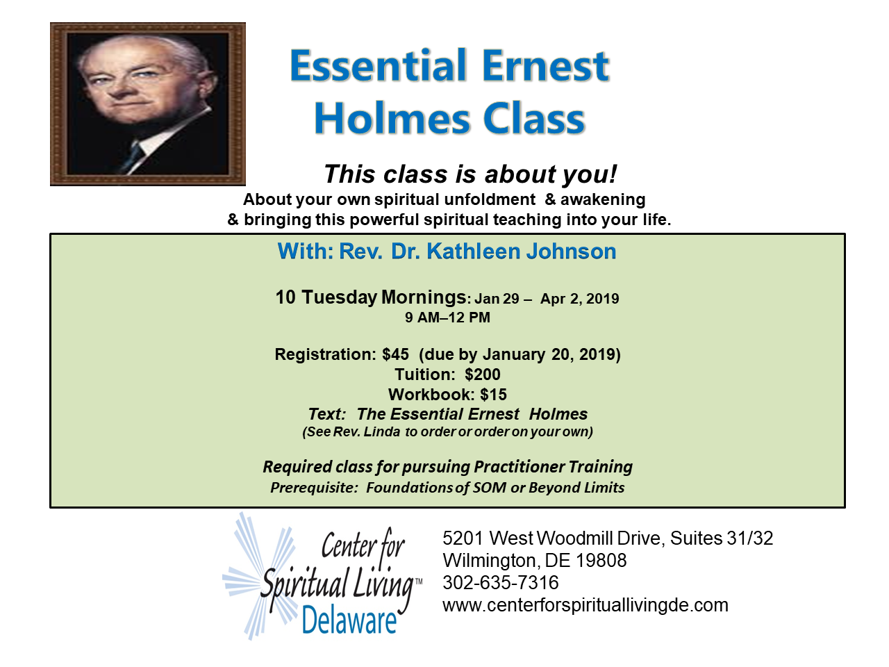 Essential Ernest flyer 20190129 - Center for Spiritual Living Delaware